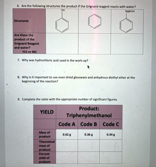 are the following structures the product if the grignard reagent reacts ...