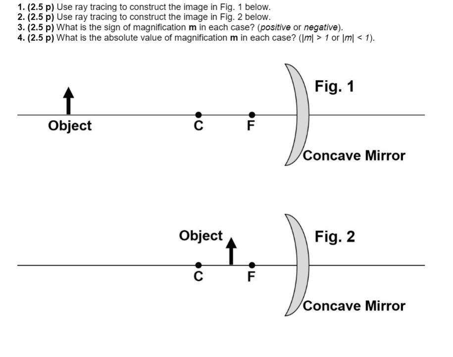 SOLVED:1. (2.5 p) Use ray tracing to construct the image in Fig: below ...