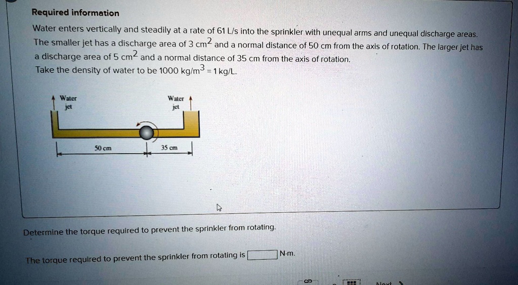 SOLVED: Required information Water enters vertically and steadily at a ...