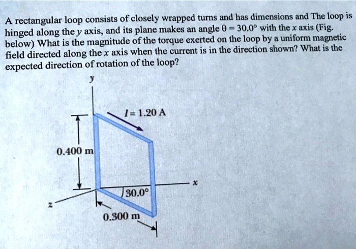 rectangular loop consists of closely wrapped turns and has dimensions and the loop is hinged ...
