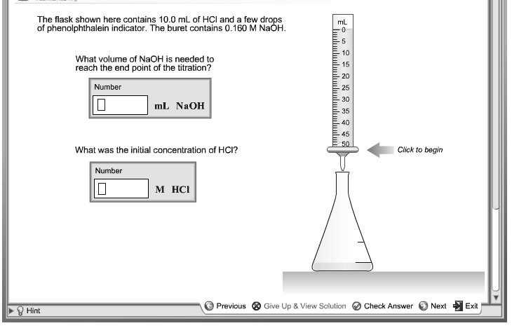 SOLVED: The Ilask shown here contains 10.0 mL of HCI and Tew phenolphthalein indicator; The ...