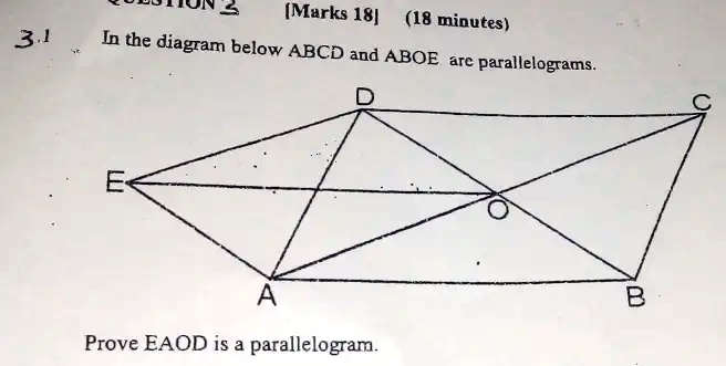 SOLVED: (Murks 18) (18 minutes) In the diagram below, ABCD and ABOE are ... SOLVED: (Murks 18) (18 minutes) In the diagram below, ABCD and ABOE are ...