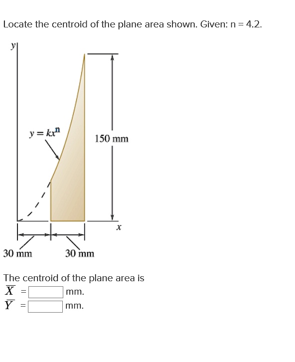 [GET ANSWER] Locate the centroid of the plane area shown. Given: n = 4. ...