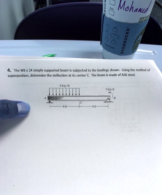 SOLVED: Moham 070 STARBUCKS' 4. The W8 x 24 simply supported beam is subjected to the loadings ...