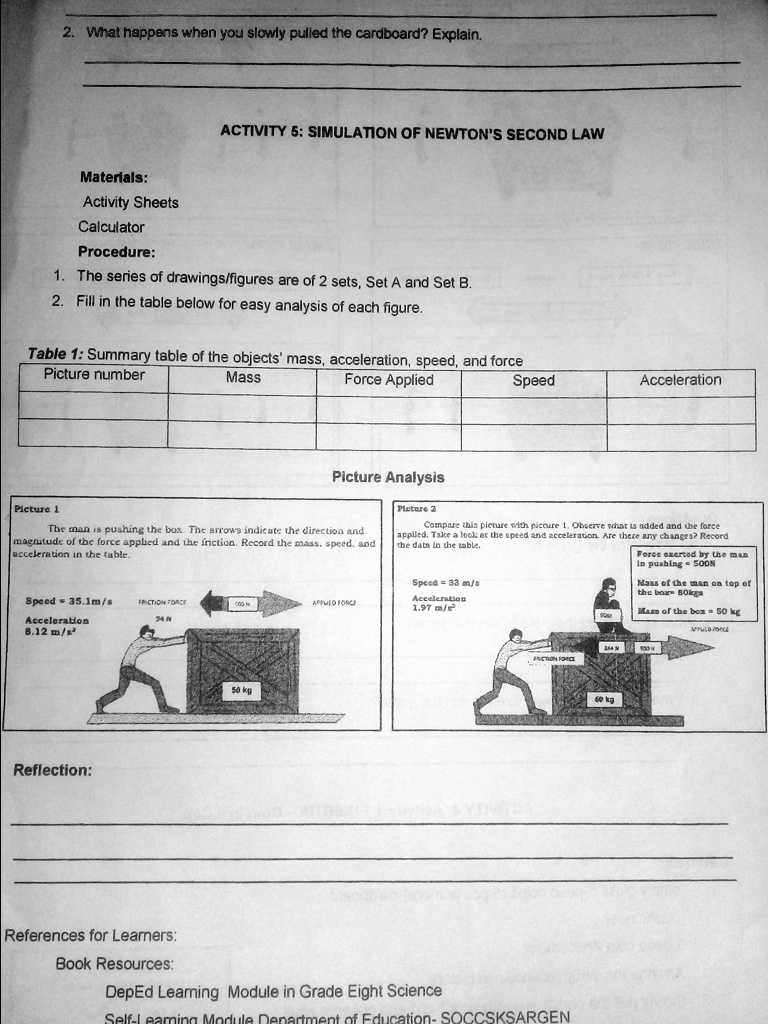 simulation of newtons second law what happens when you slowly pulled ...