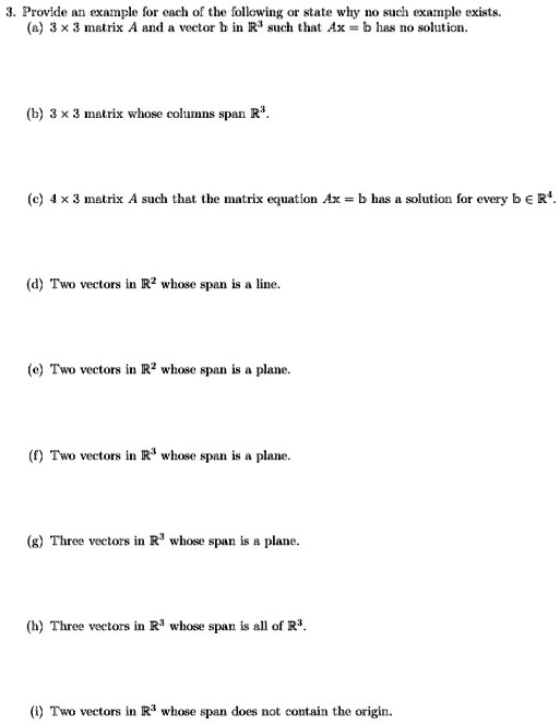 frovide an1 exazple for each of the follcwing or state why such example ...