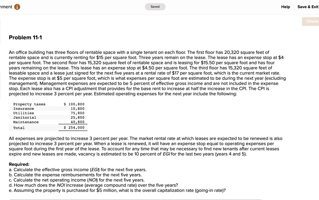 SOLVED: Texts: nment Saved Help Save Exit Check Problem 11-1 An office building has three floors ...