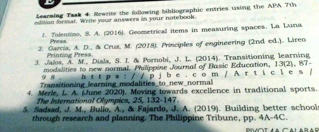 learning task 5 using the bibliographic entries in learning task 4 rear hem based on their ...