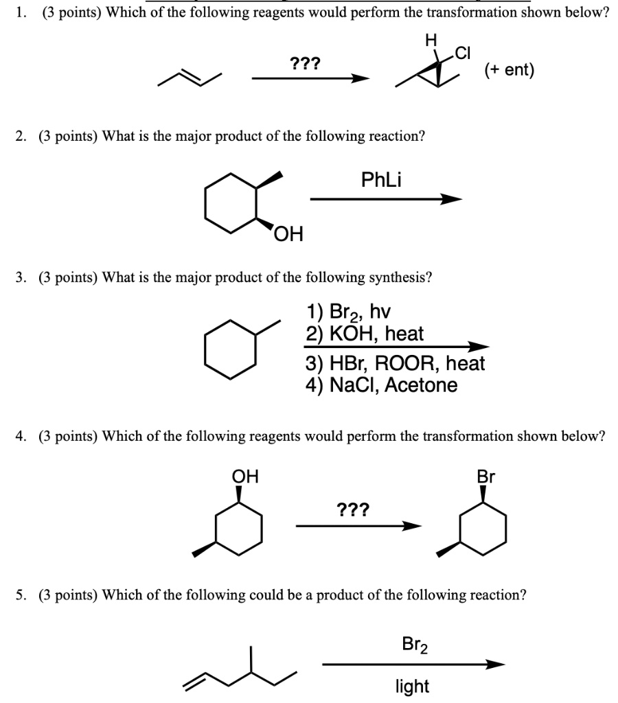 3 points which of the following reagents would perform the ...