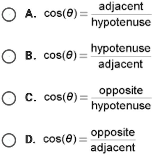 SOLVED: Which equation describes the cosine function for a right ...