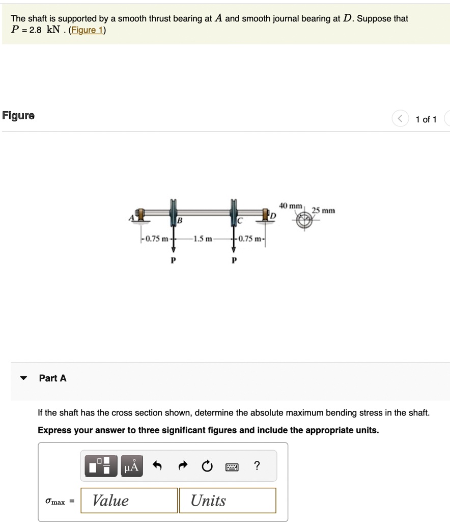 the shaft is supported by a smooth thrust bearing at a and smooth ...