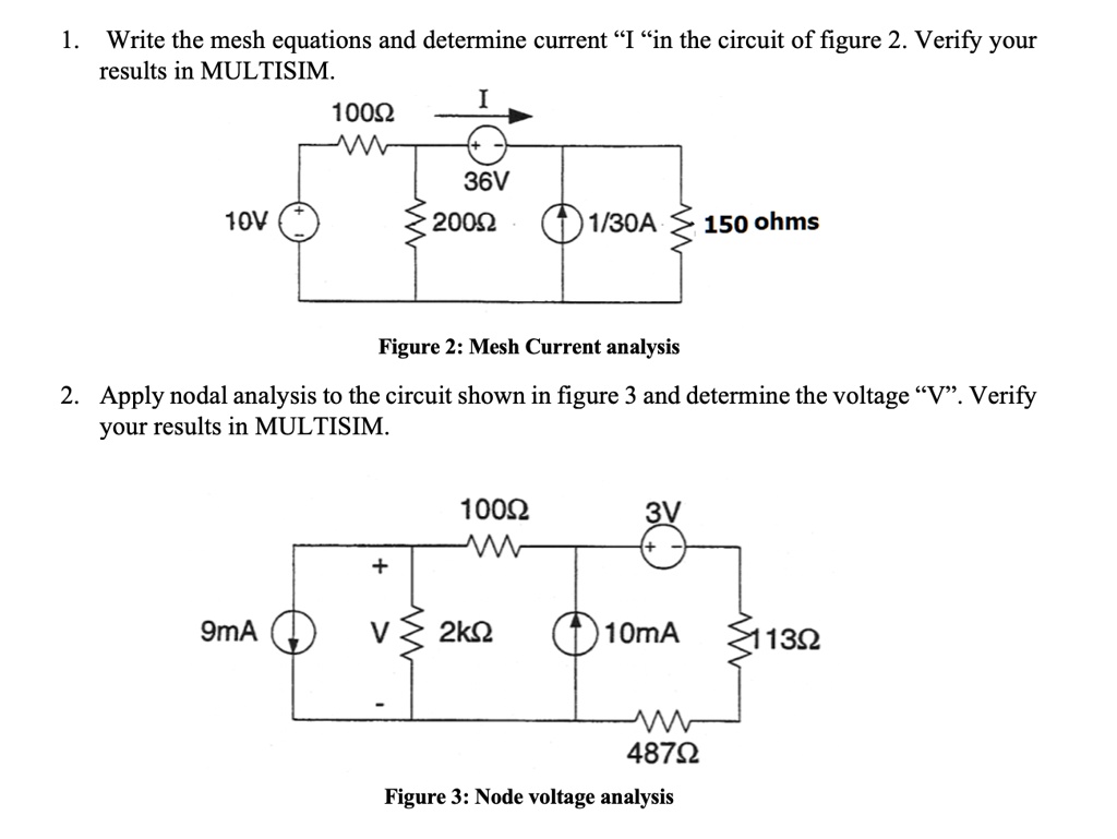 SOLVED: Write the mesh equations and determine the current "I" in the circuit of Figure 2 ...