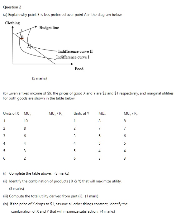 SOLVED: (a) Explain why point B is less preferred over point A in the ...