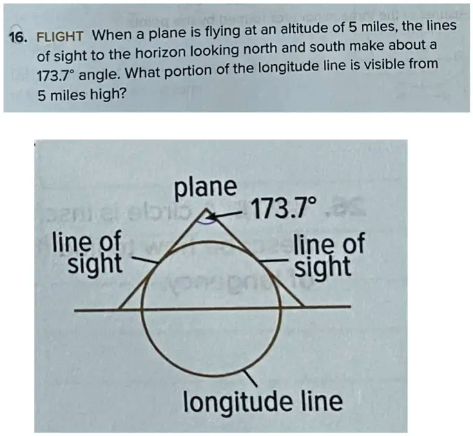 16. FLIGHT When a plane is flying at an altitude of 5 miles, the lines of sight to the horizon ...