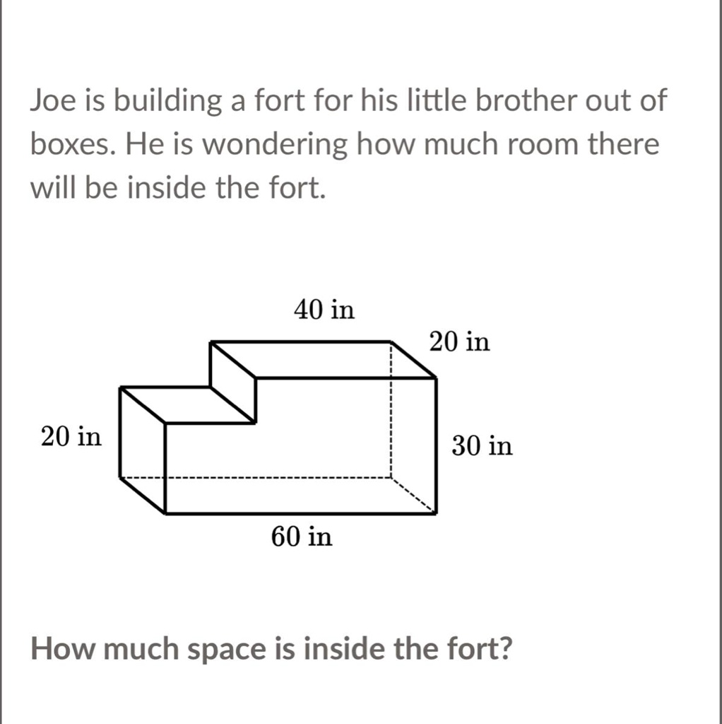 'How much space is inside the fort ? Joe is building a fort for his ...