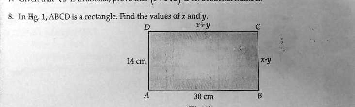 SOLVED: 'in figure ABCD is a rectangle find the value of x and y'