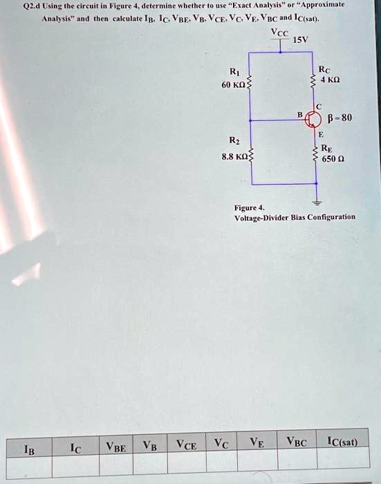 Q2.d Using the circuit in Figure 4, determine whether to use Ëxact Analysisör Äpproximate ...
