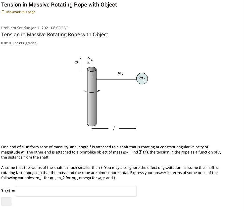 tension in massive rotating rope with object bookmark this page problem ...