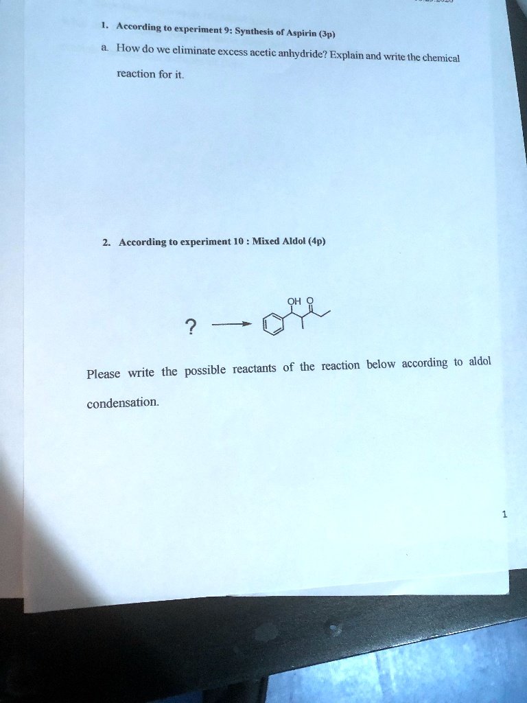 SOLVED: According experiment 9: Synthesis of Aspirin (Jp) How do we eliminate excess acetic ...