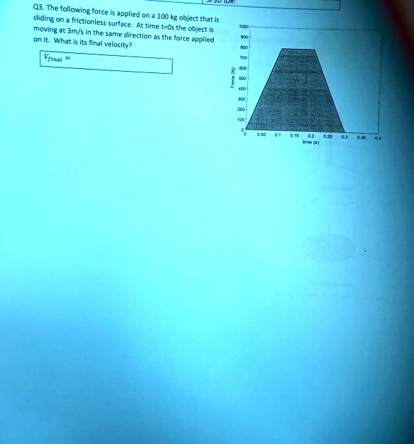 SOLVED: Q3. The following force is applied to a 100 kg object that is ...