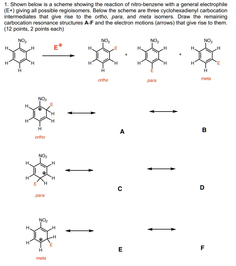 1. Shown below is a scheme showing the reaction of nitro-benzene with a ...