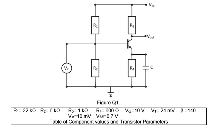 SOLVED: A transistor amplifier which uses an NPN BJT and various passive components is shown in ...