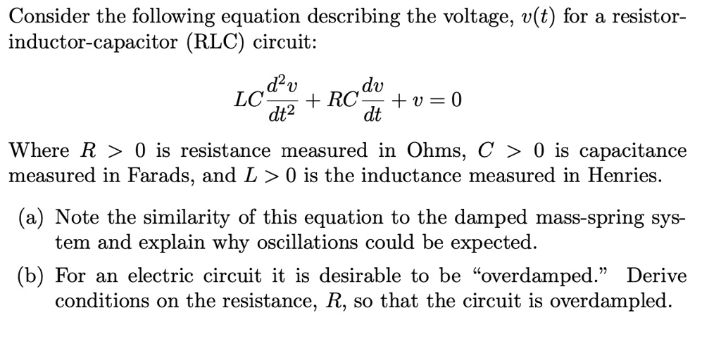 Consider the following equation describing the voltage t for...