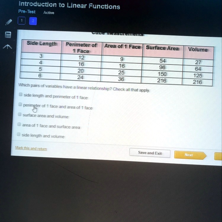 Solved The Table Below Shows The Measurements In Inches From Cubes