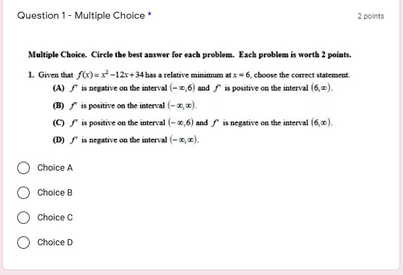 SOLVED: Question Multiple Choice Points Multiple Choice: Circle the ...