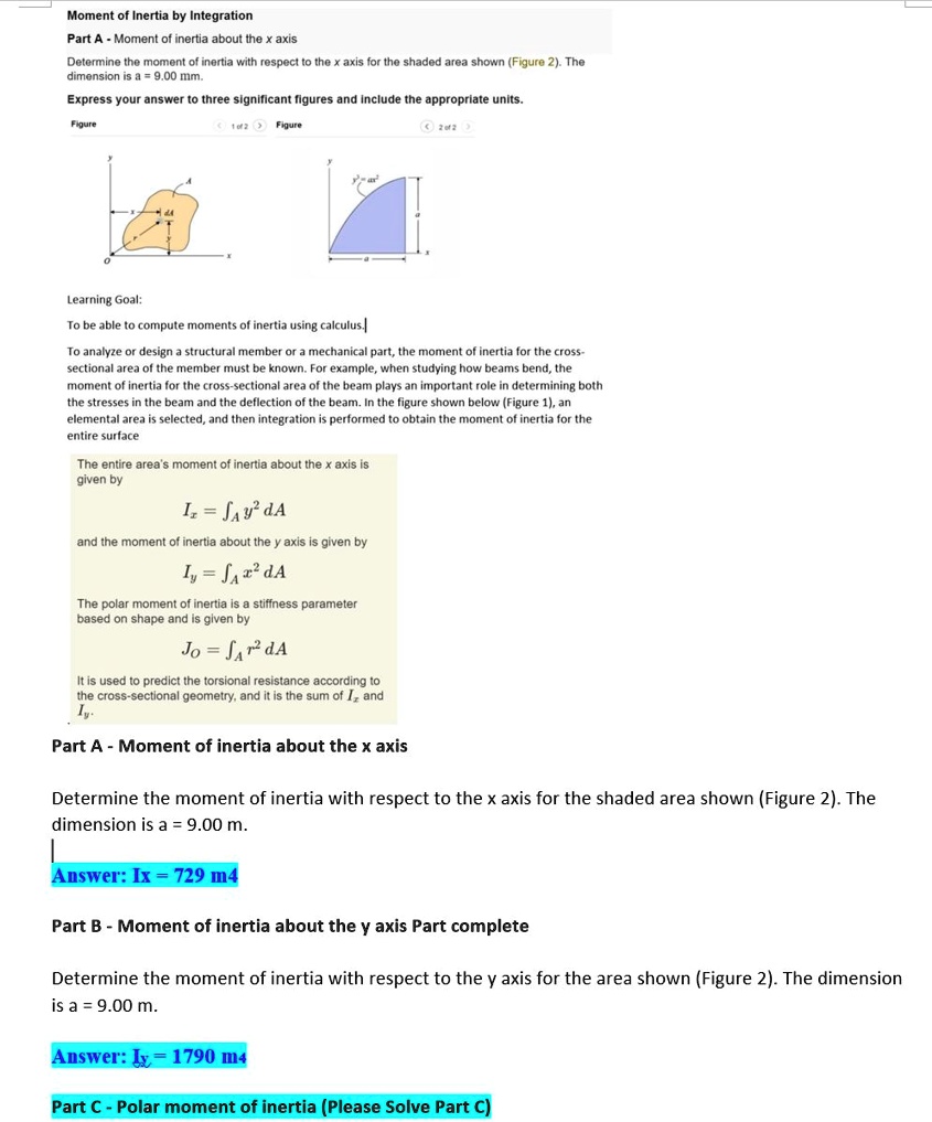 SOLVED: Moment of Inertia by Integration Part A - Moment of inertia ...
