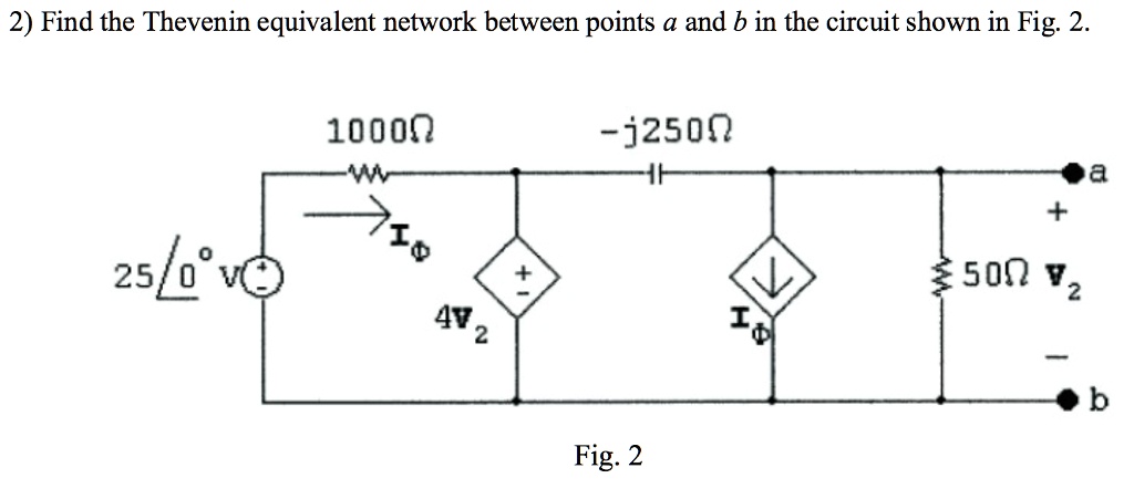 SOLVED: 2) Find the Thevenin equivalent network between points a and b in the circuit shown in ...
