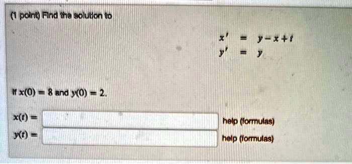 Find a solution to: x = y - x^2 x0 = 8 and y0 = 2 xt = yn help ...