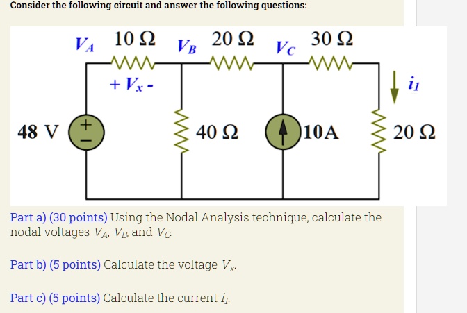 SOLVED: Consider the following circuit and answer the following questions: V 10 Q VB 20 Q 30 Q ...