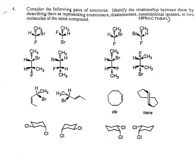 SOLVED: Consider the following pairs of structures. Identiiy the ...