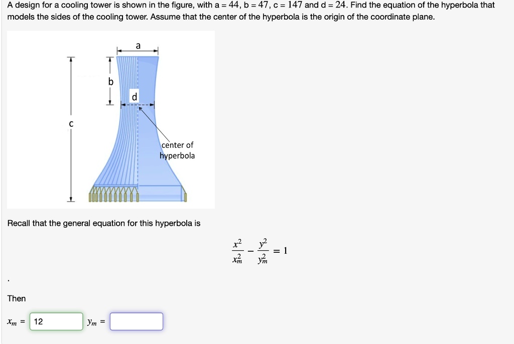 SOLVED: A design for a cooling tower is shown in the figure , with a ...