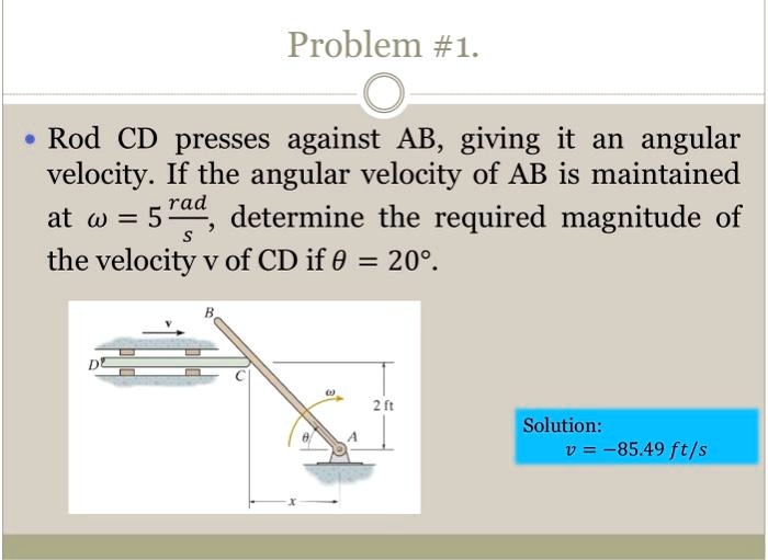 Problem 1 • Rod Cd Presses Against Ab Giving It An Angular Velocity If The Angular Velocity