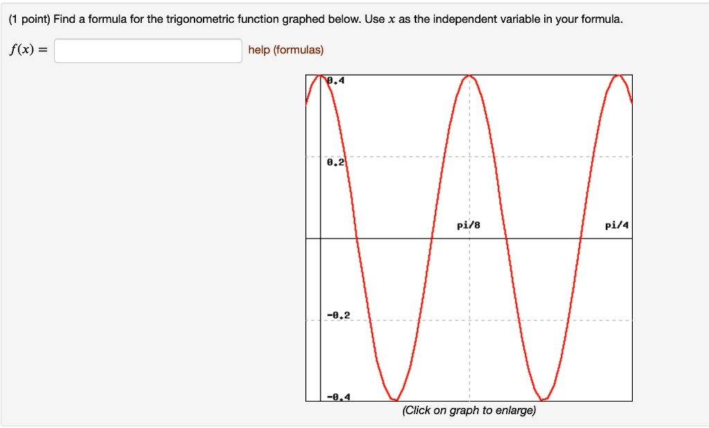 point find a formula for the trigonometric function graphed below use x as the independent ...