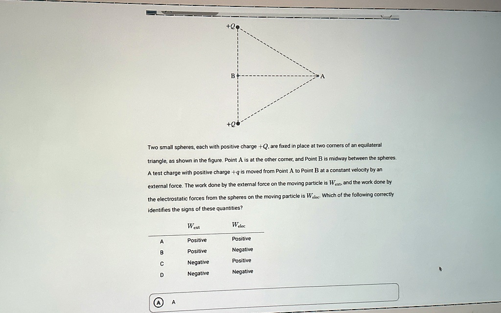 q b q two small spheres each with positive charge q are fixed in place ...