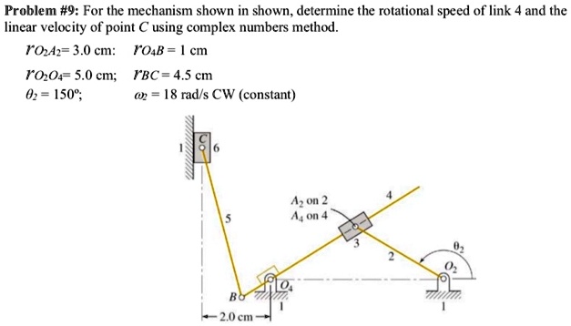 Problem #9: For the mechanism shown in shown, determine the rotational ...
