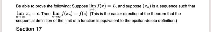 SOLVED: Text: Section 17 isn't a part of the question, that's just the next section. Be able to ...