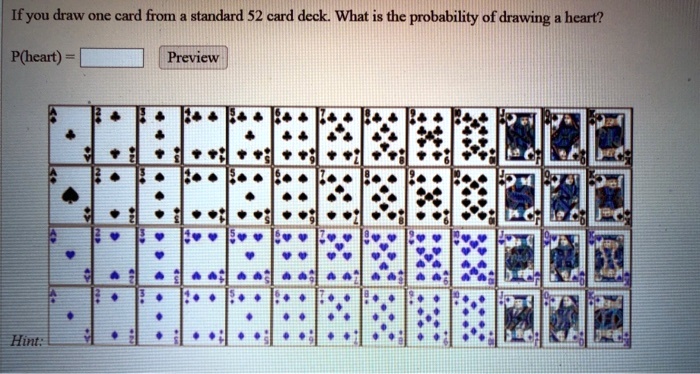 SOLVED: If you draw one card from standard 52 card deck What is the ...