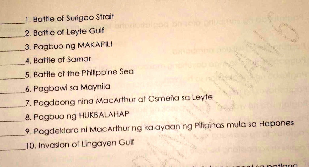 SOLVED: Pagsunod sunorin ang mga pangyayari ayon sa kasaysayan.Gamitin ...