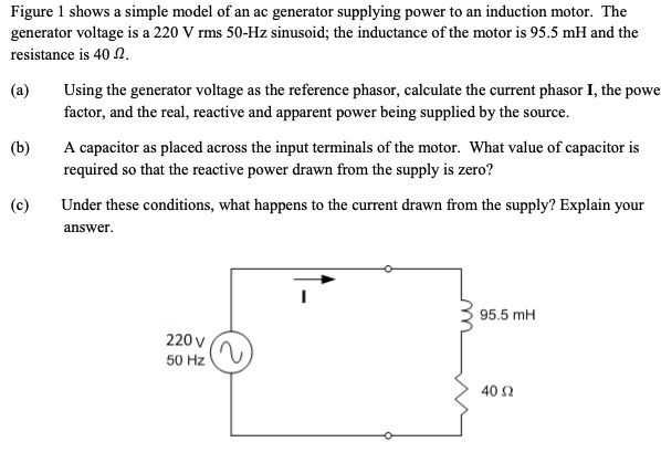SOLVED: Figure 1 shows a simple model of an AC generator supplying power to an induction motor ...