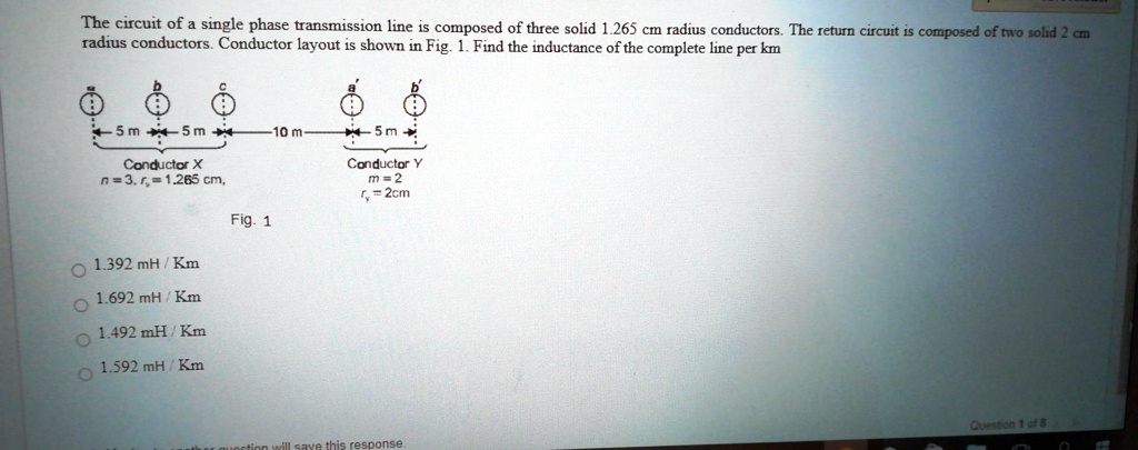 The circuit of a single phase transmission line is composed of three ...
