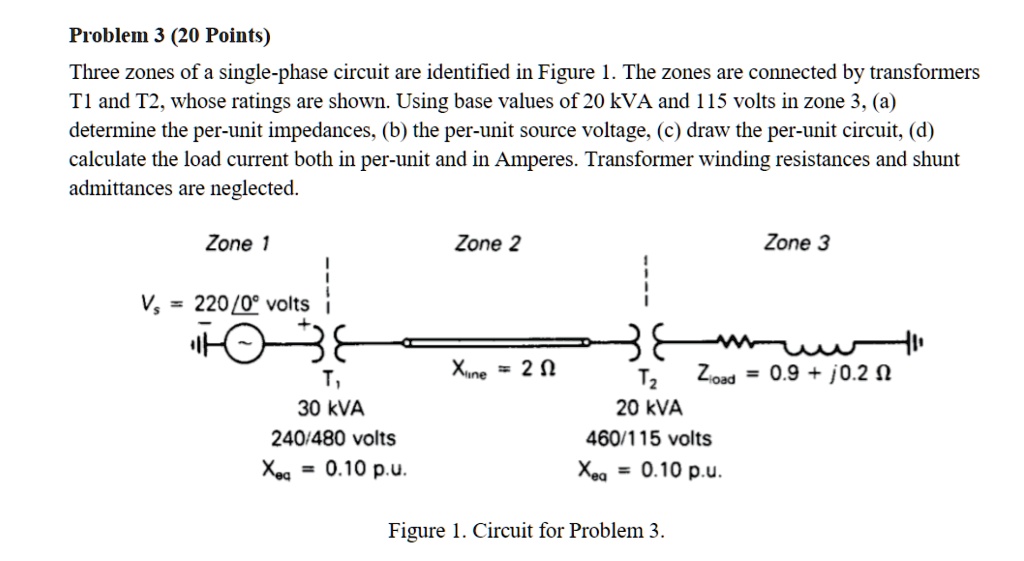 SOLVED: Problem 3 (20 Points) Three zones of a single-phase circuit are identified in Figure 1 ...