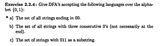 SOLVED: Exercise 2.2.4: Give DFA's accepting the following languages over the alpha bet0,1: * a ...