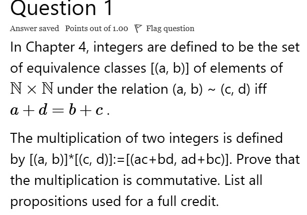 question 1 answer saved points out of 100 flag question in chapter 4 integers are defined to be ...