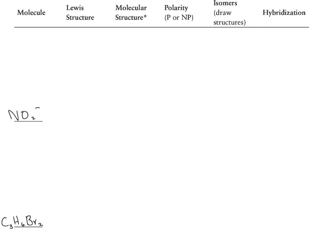 SOLVED: Isomers (draw structures) Lewis Structure Molecular Structure ...