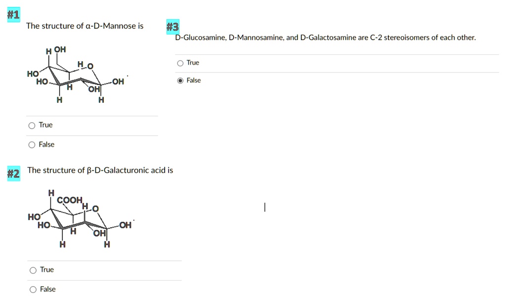 SOLVED: The structure of a-D-Mannose is D-Glucosamine; D-Mannosamine ...