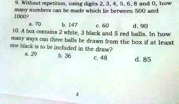9. Without repetition, using digits 2, 3, 4, 5, 6, 8 and 0, how many ...